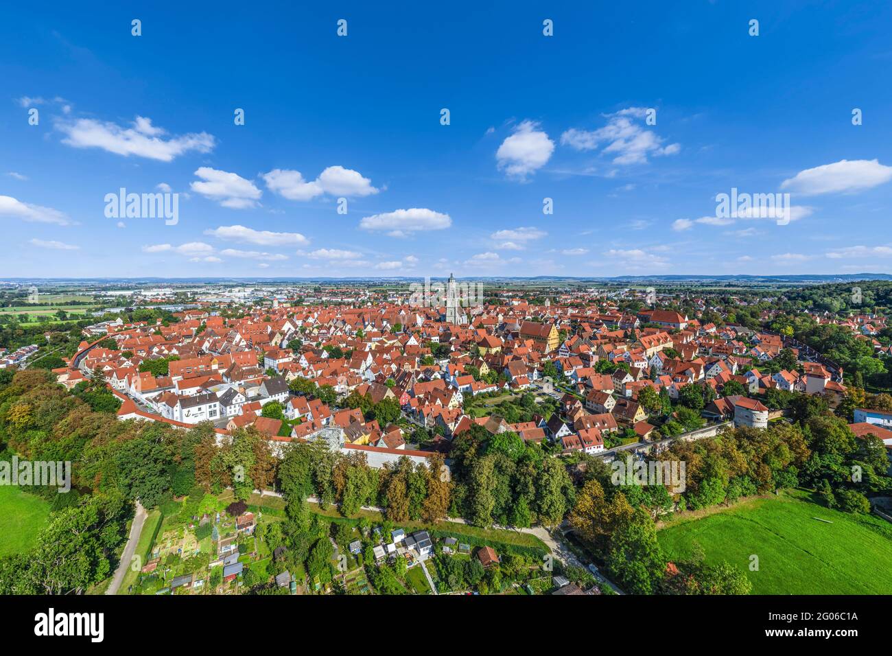 Aerial view to Nördlingen in the Ries Stock Photo - Alamy