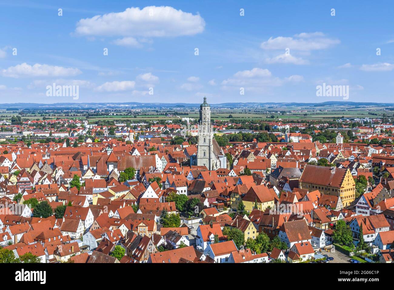 Aerial view to Nördlingen in the Ries Stock Photo - Alamy