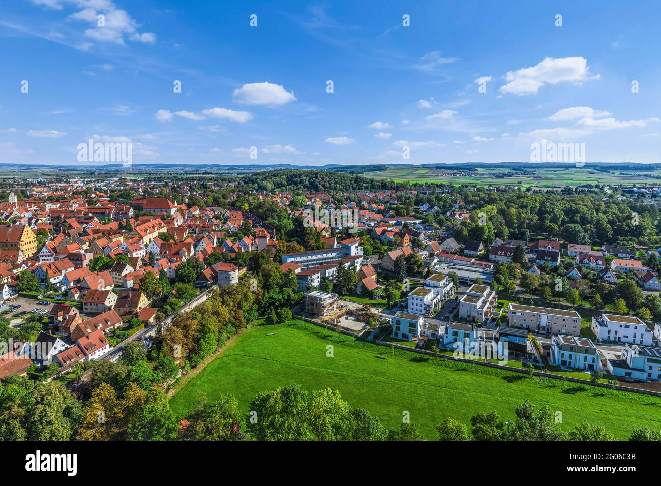 Aerial view to Nördlingen in the Ries Stock Photo - Alamy