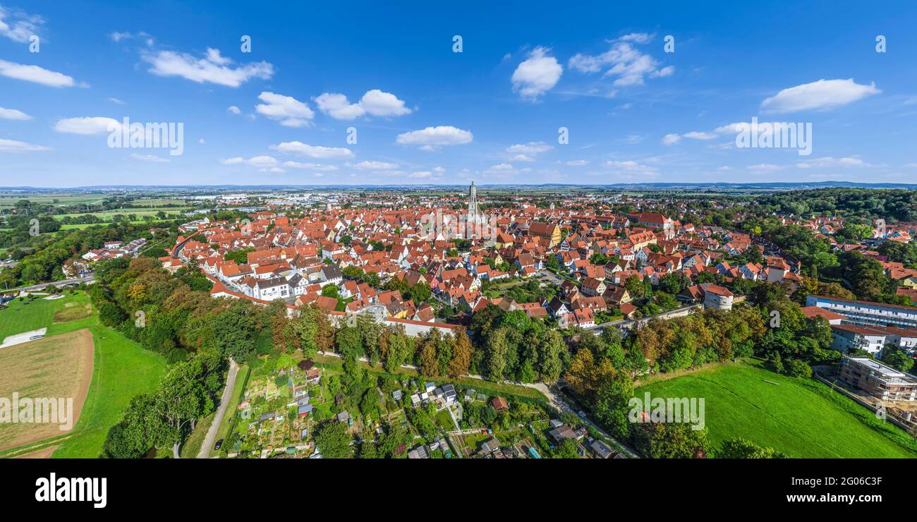 Aerial view to Nördlingen in the Ries Stock Photo - Alamy