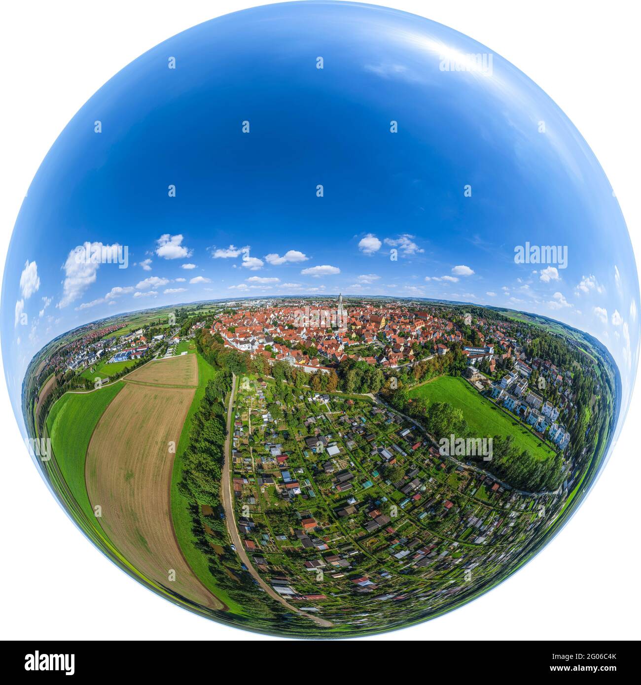 Aerial view to Nördlingen in the Ries Stock Photo - Alamy