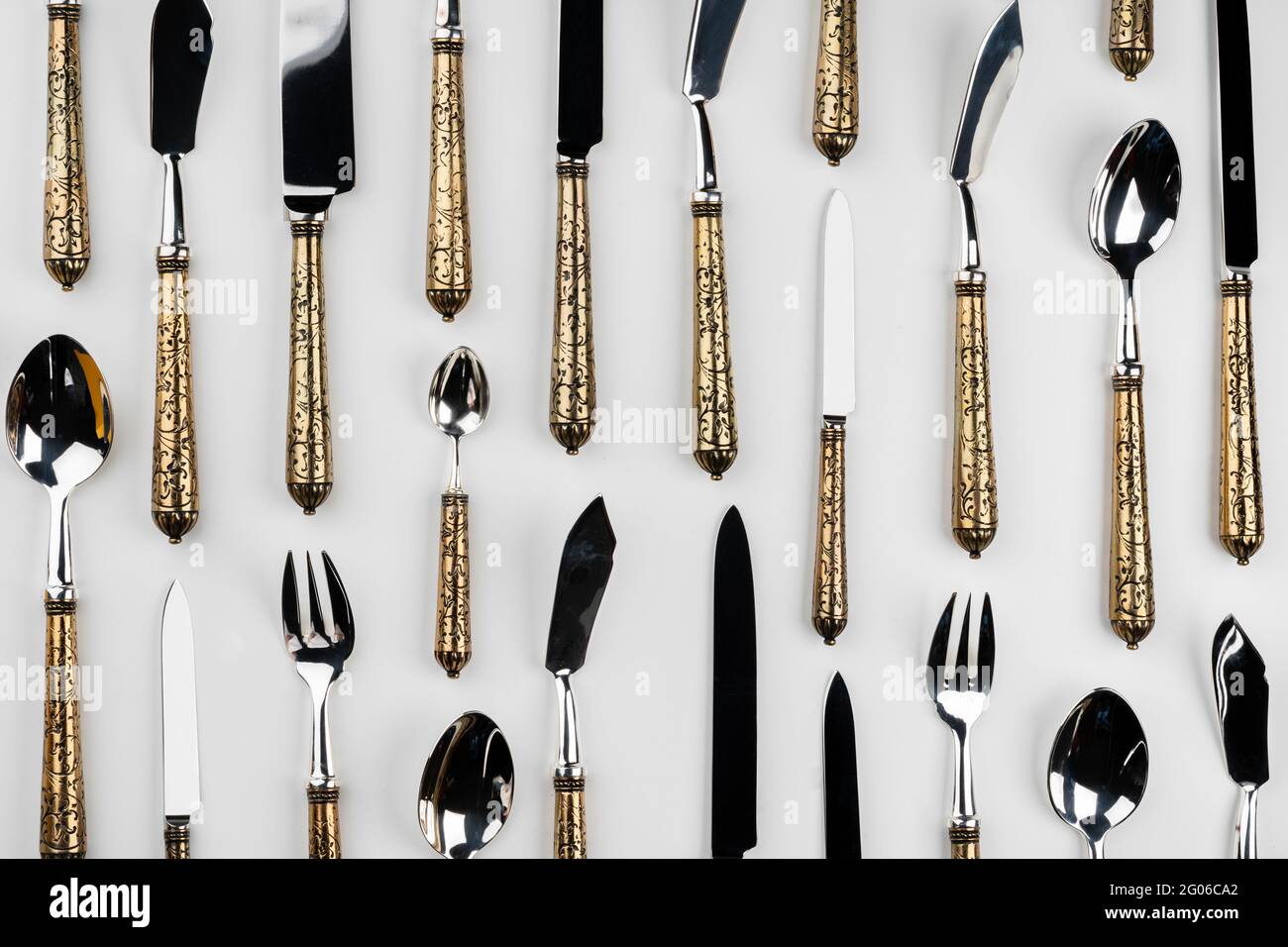 Background of cutlery, set of cutlery on white background Stock Photo ...