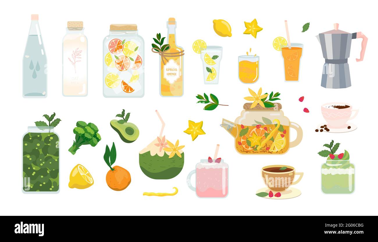 Cold summer drink set Cut Out Stock Images & Pictures - Alamy