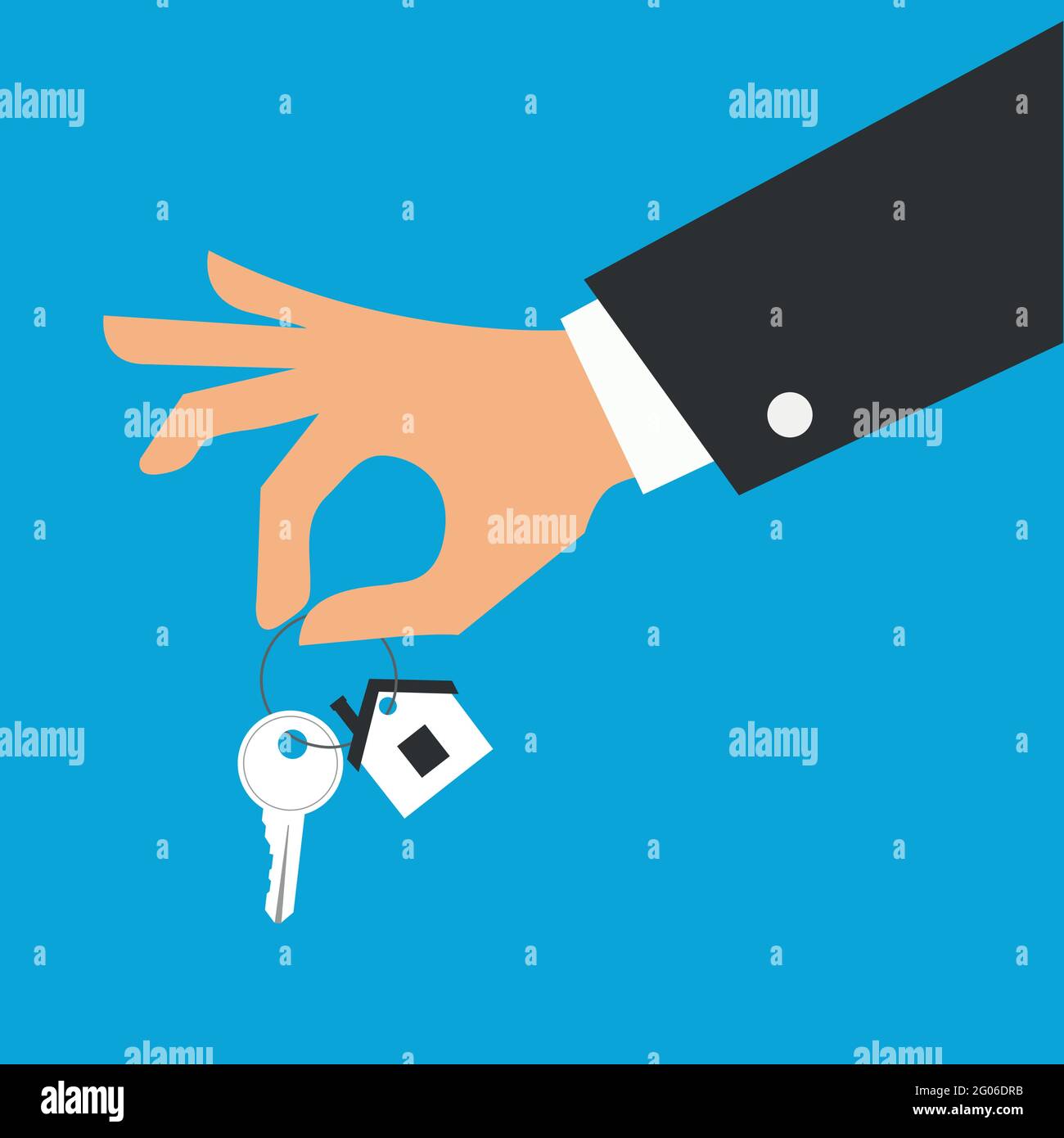 Vector real estate concept in flat style - hands giving keys - sell ...