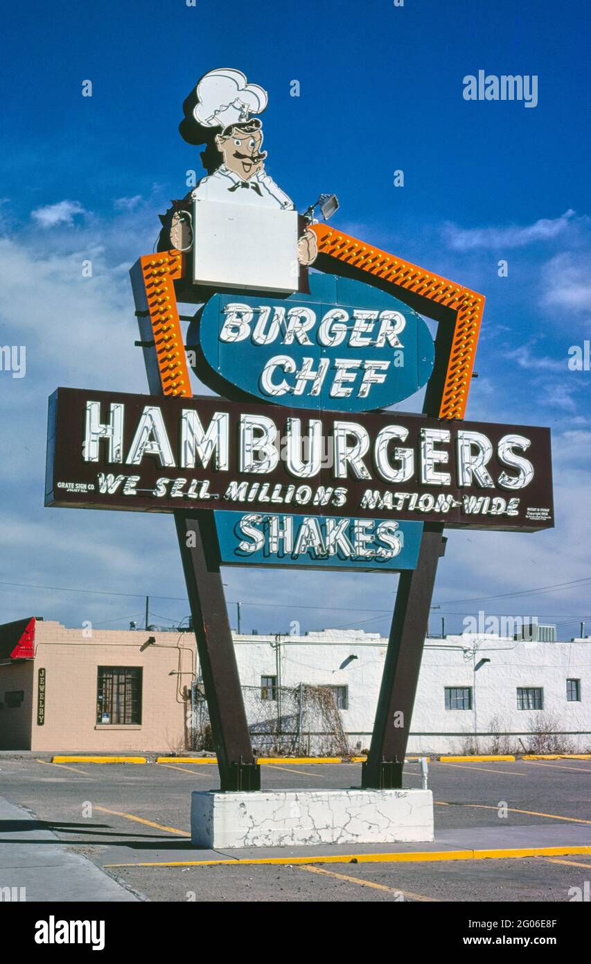 1970s America - Old Burger Chef sign, Albuquerque, New Mexico 1979 ...