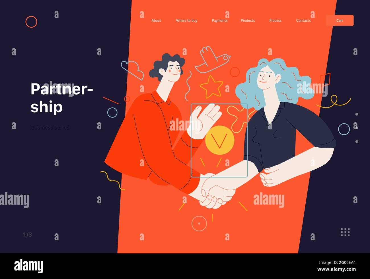 Business topics -partnership, web template header. Flat style modern ...