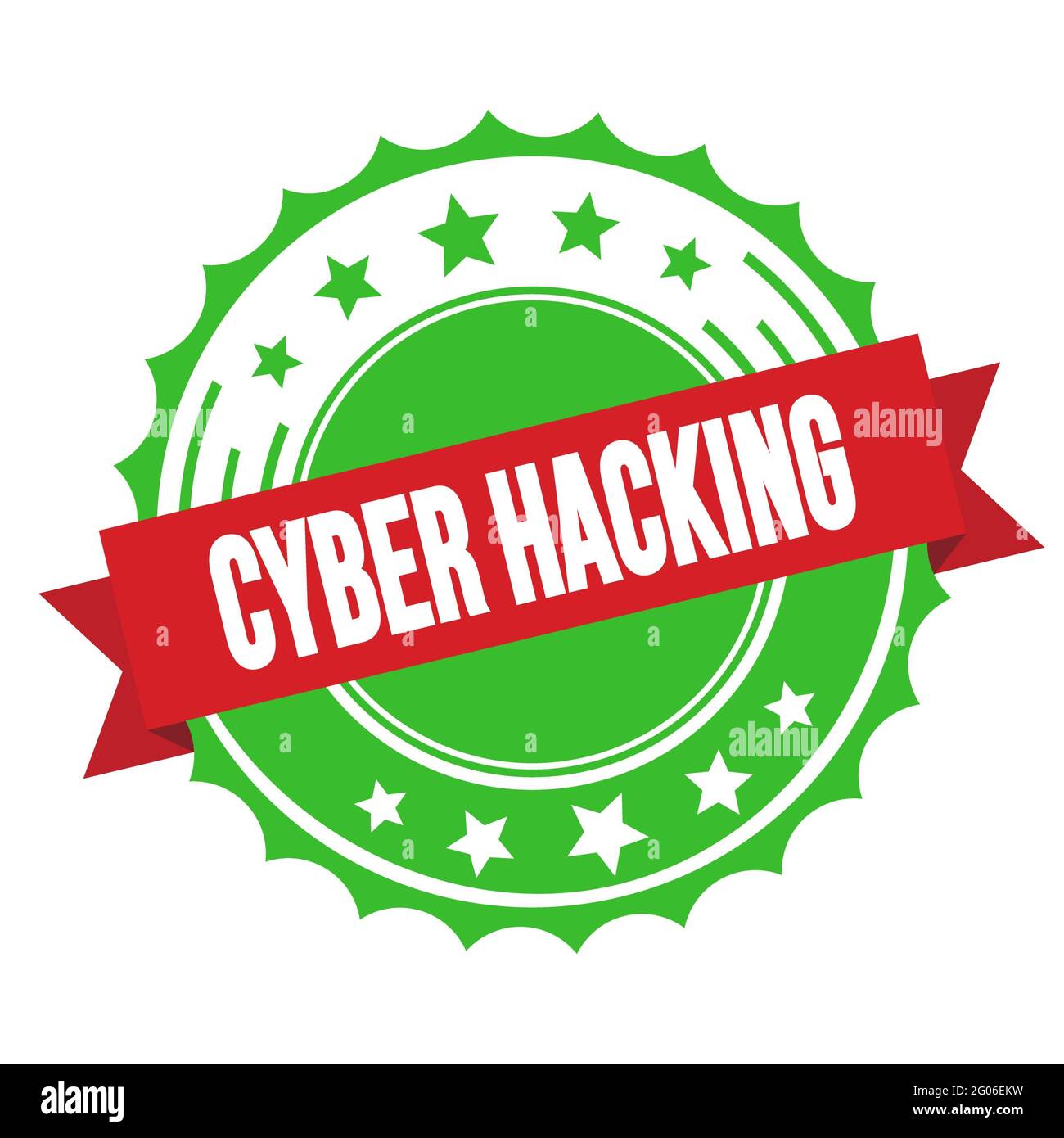 CYBER HACKING text on red green ribbon badge stamp Stock Photo - Alamy