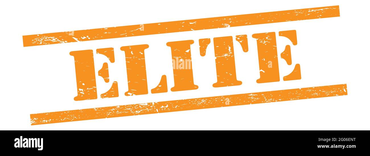 ELITE text on orange grungy vintage rubber stamp Stock Photo - Alamy