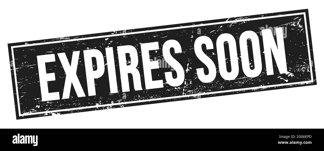 EXPIRES SOON text on black grungy rectangle stamp sign Stock Photo - Alamy