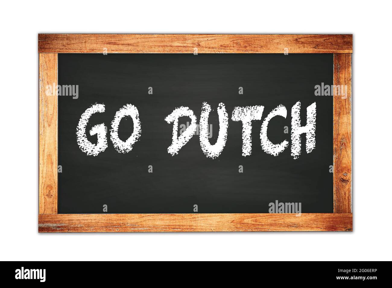GO DUTCH text written on black wooden frame school blackboard Stock ...