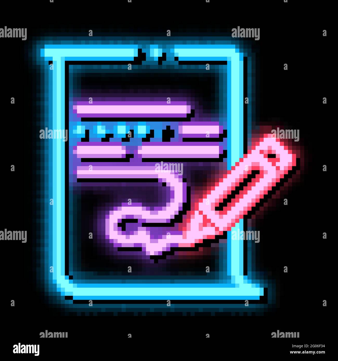 Paper List And Pencil neon glow icon illustration Stock Vector Image ...
