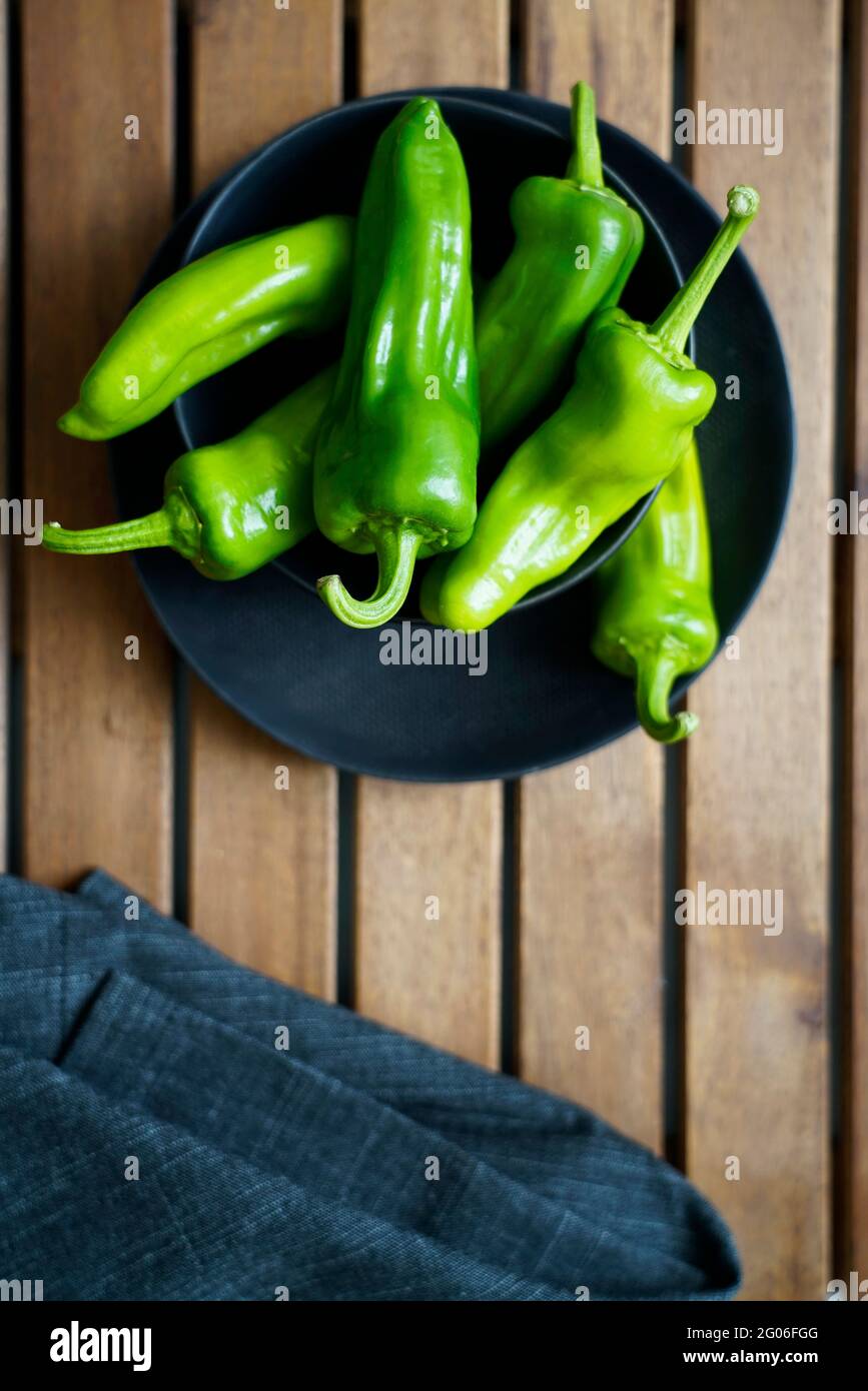 Traditional green peppers from southern Italy called Frarielli, top ...