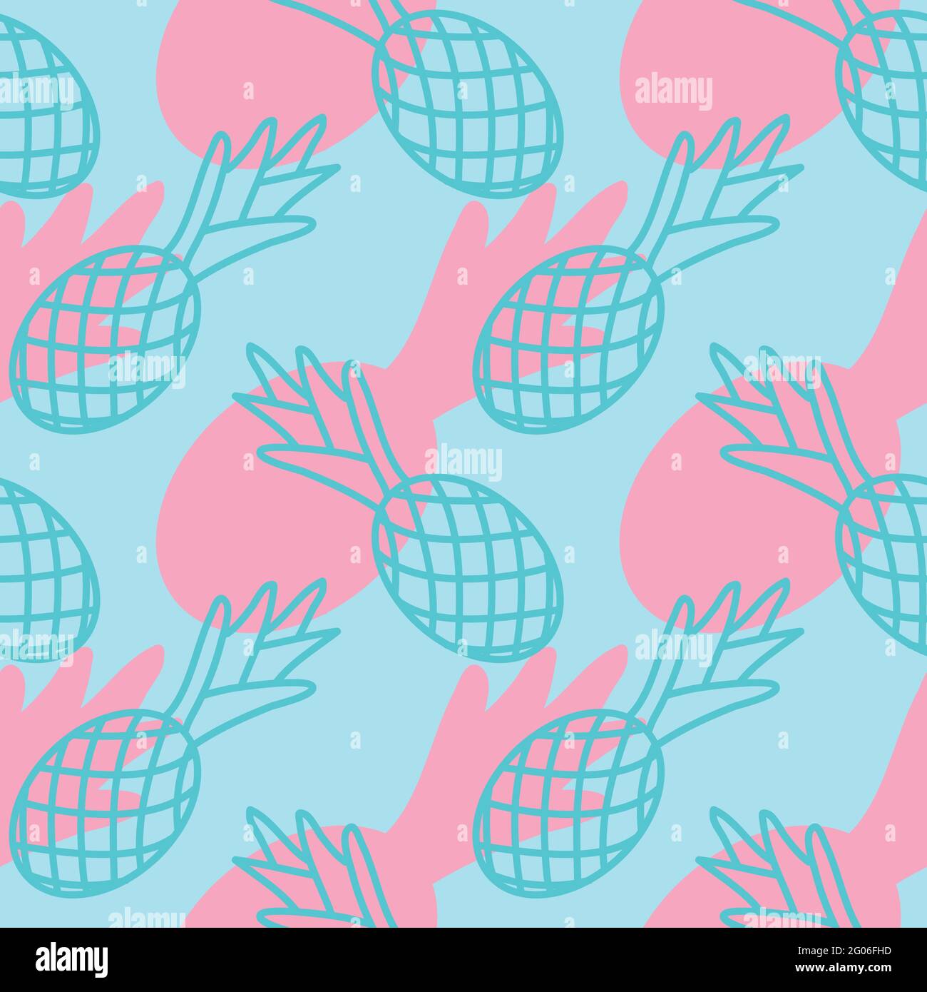Tropical pineapple seamless pattern, summer background pineapple pink ...
