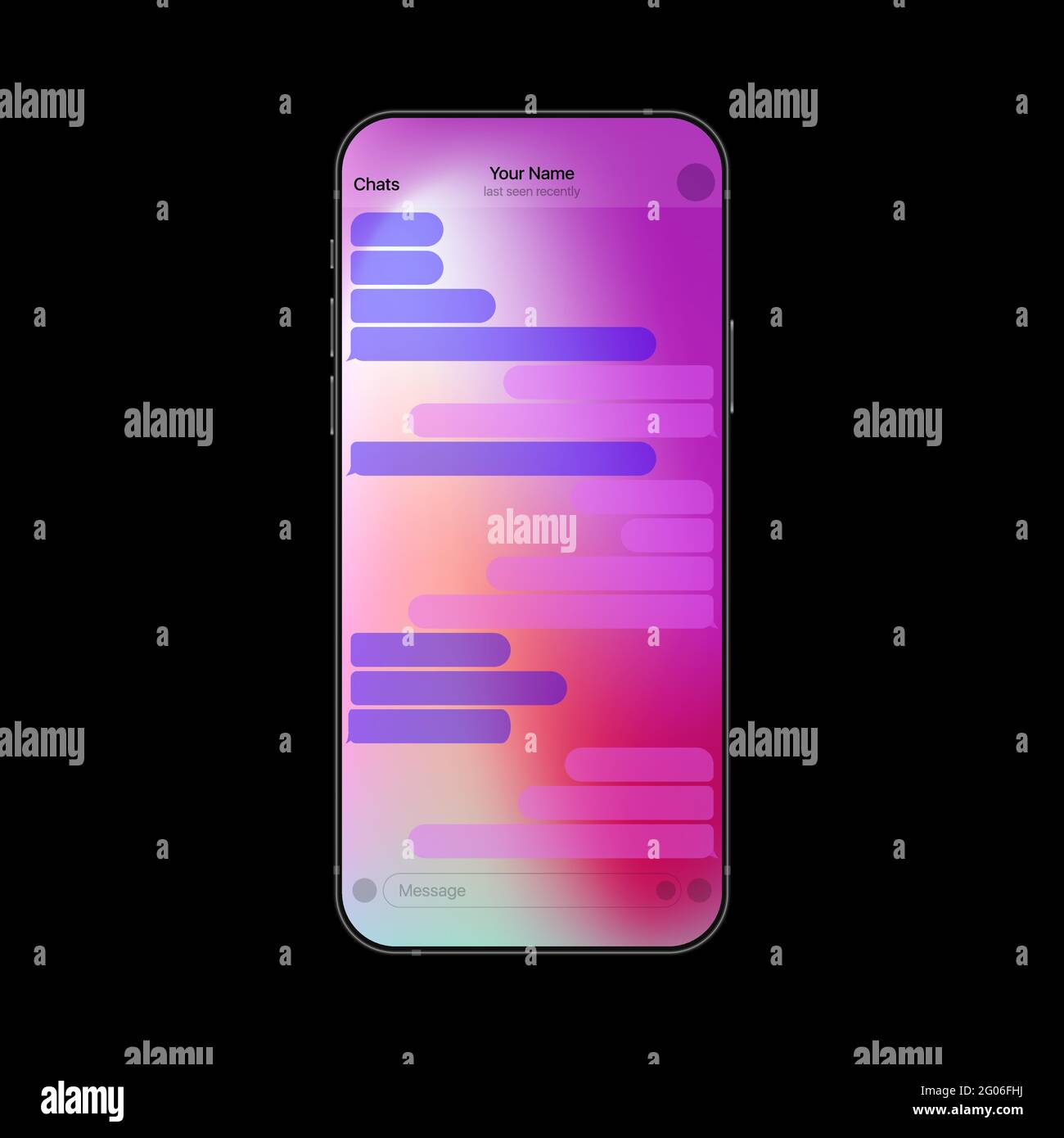 Gradient Colorful Messenger Interface on Smartphone. Mobile Texting App ...