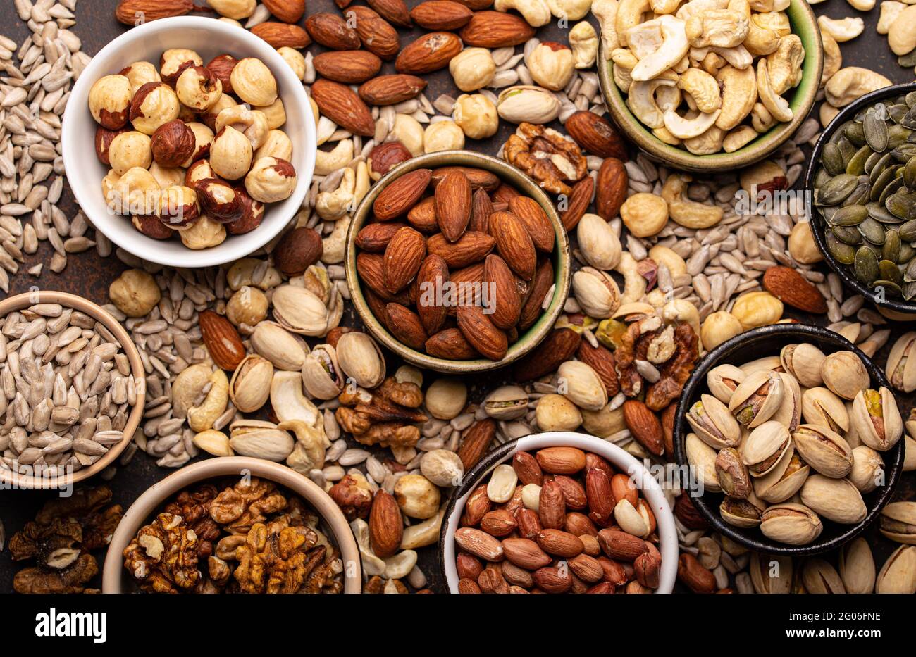 Assorted nuts and seeds from above Stock Photo - Alamy