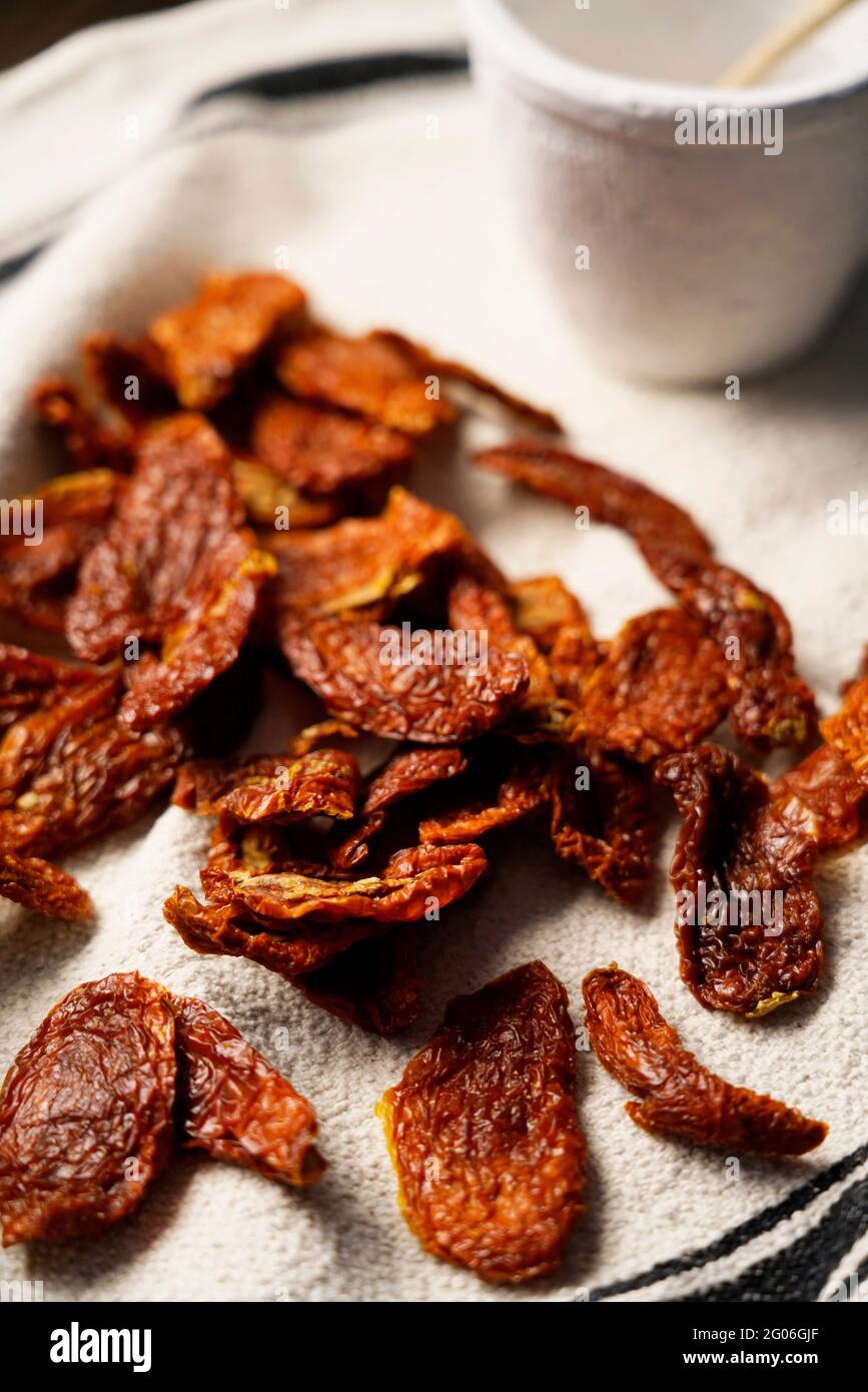 Sun-dried tomatoes, a typical preservation process of southern Italy ...