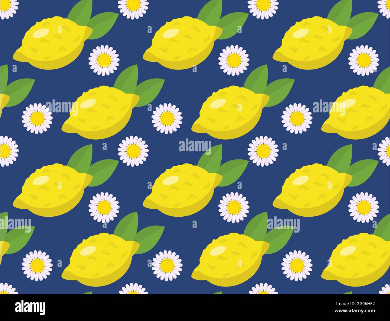 Tropical seamless pattern with yellow lemons on the blue background ...