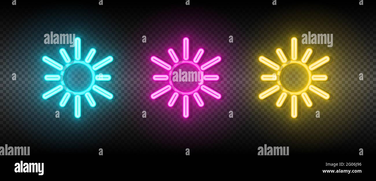Sun blue, pink and yellow neon vector icon set Stock Vector Image & Art ...