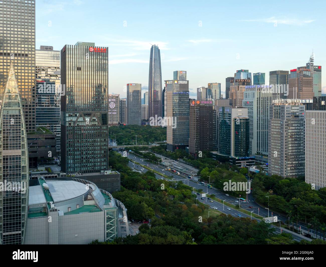 SHENZHEN, CHINA - May 26, 2021: Shenzhen Futian District, where many ...