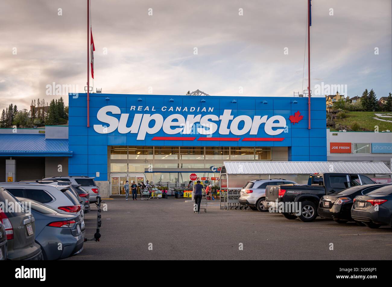 Calgary, Alberta - May 30, 2021: Exterior view of the Real Canadian ...