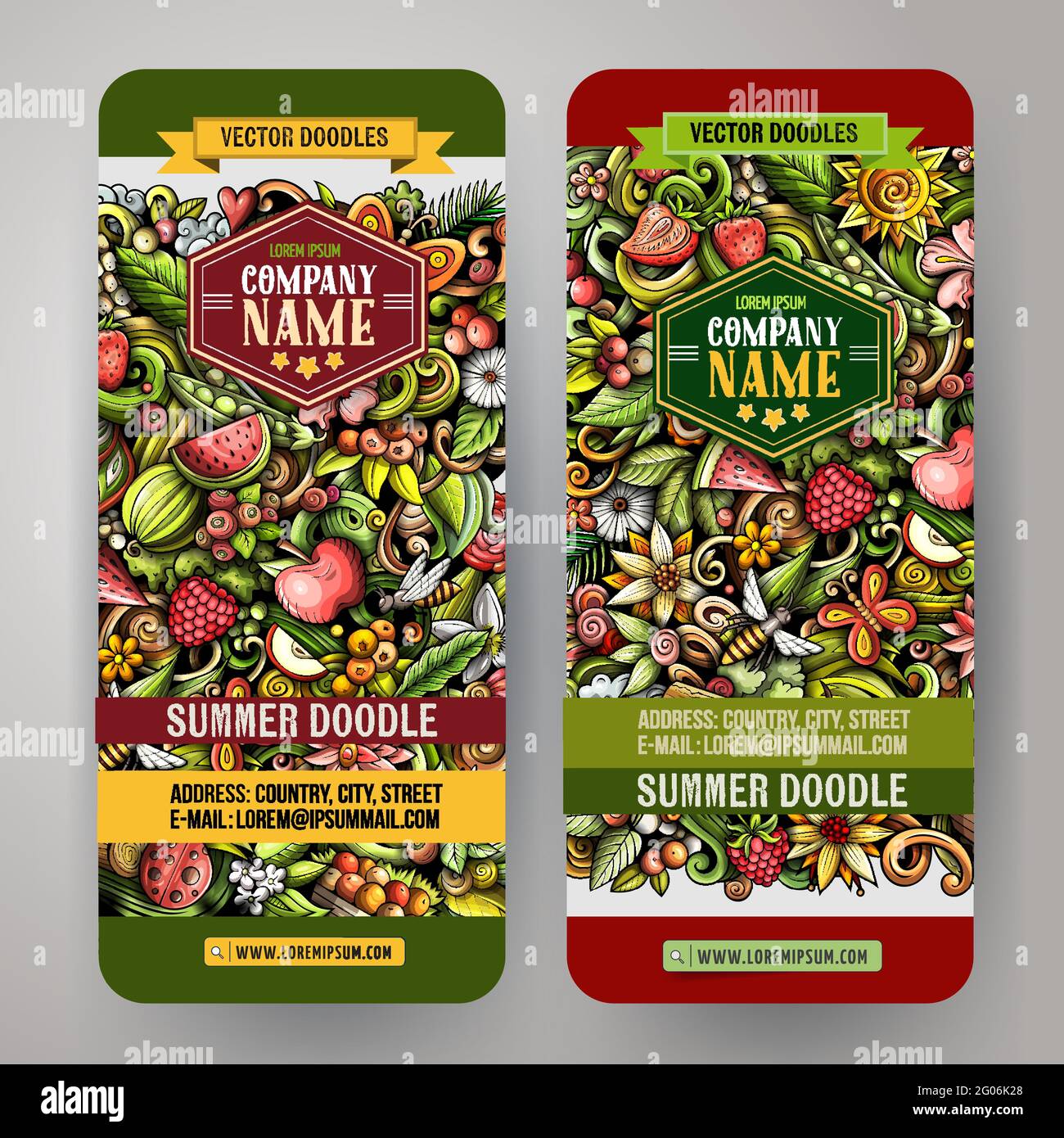 Cartoon cute colorful vector doodles Summer nature corporate identity ...