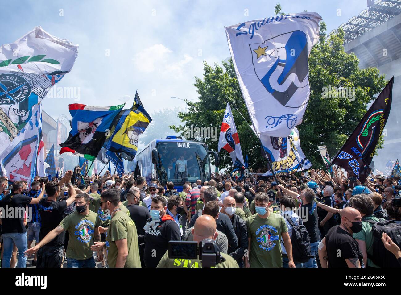 Milan,Italy, may 23 2021 - f.c. Inter fans celebrations for winning of ...