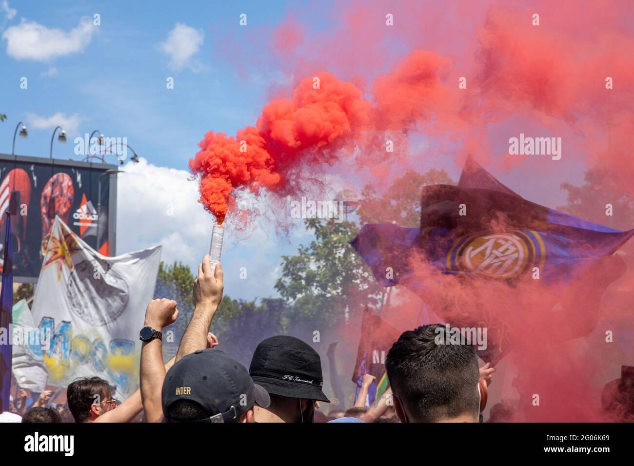 Milan,Italy, may 23 2021 - f.c. Inter fans celebrations for winning of ...