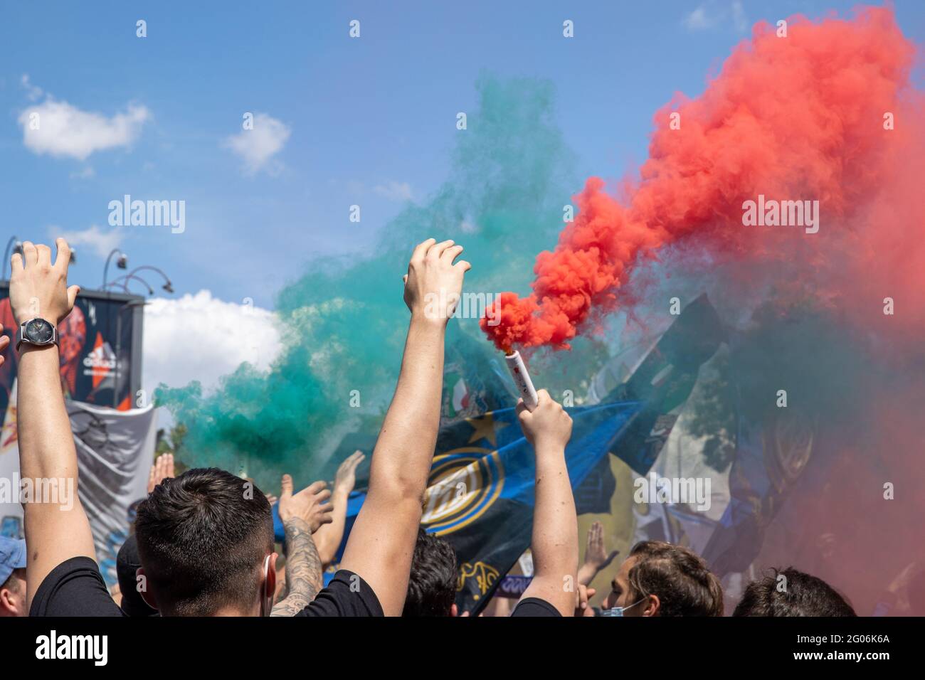 Milan,Italy, may 23 2021 - f.c. Inter fans celebrations for winning of ...