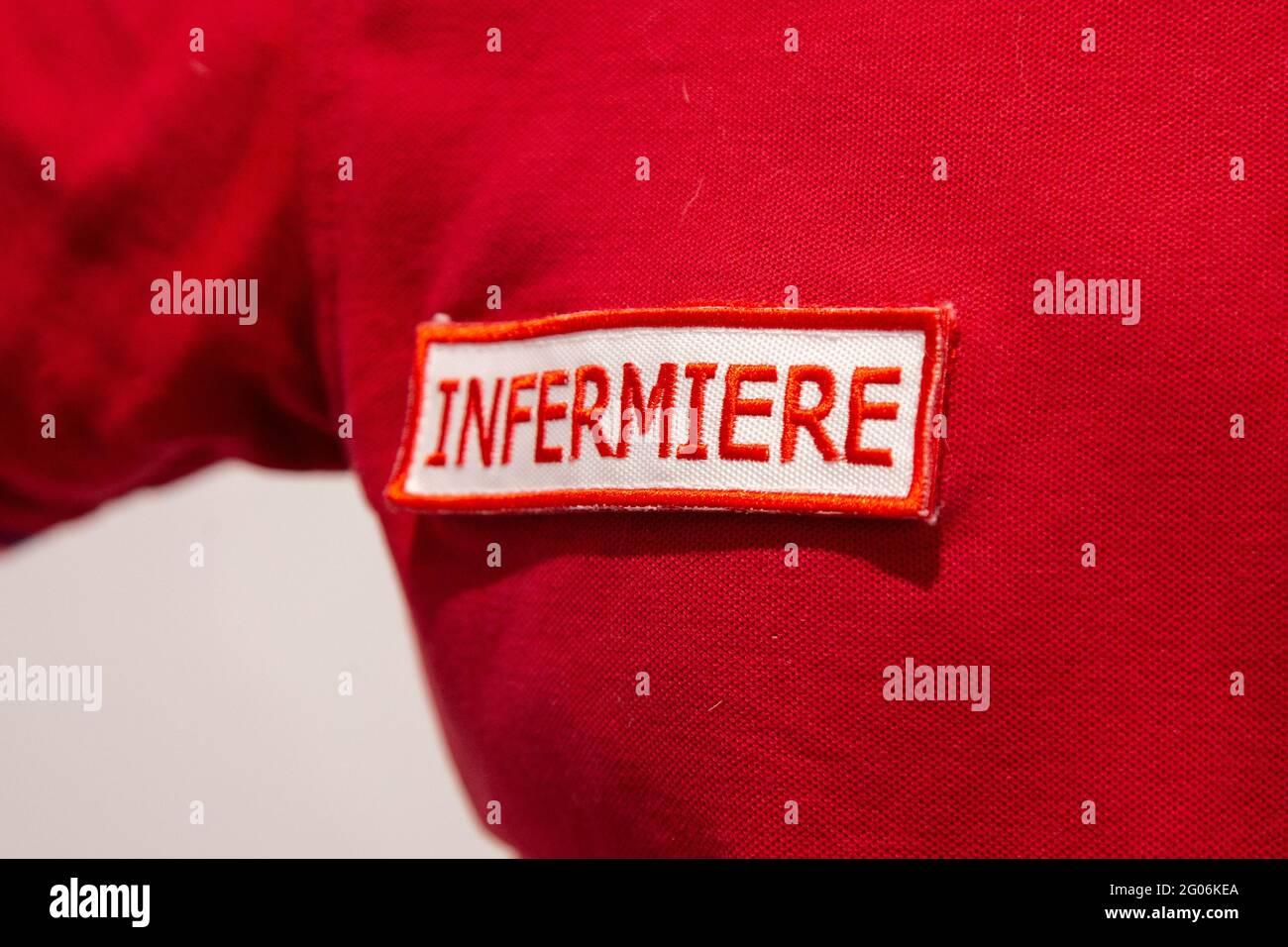 Nurses inside vaccination hub in the "Porta di Roma" shopping center ...