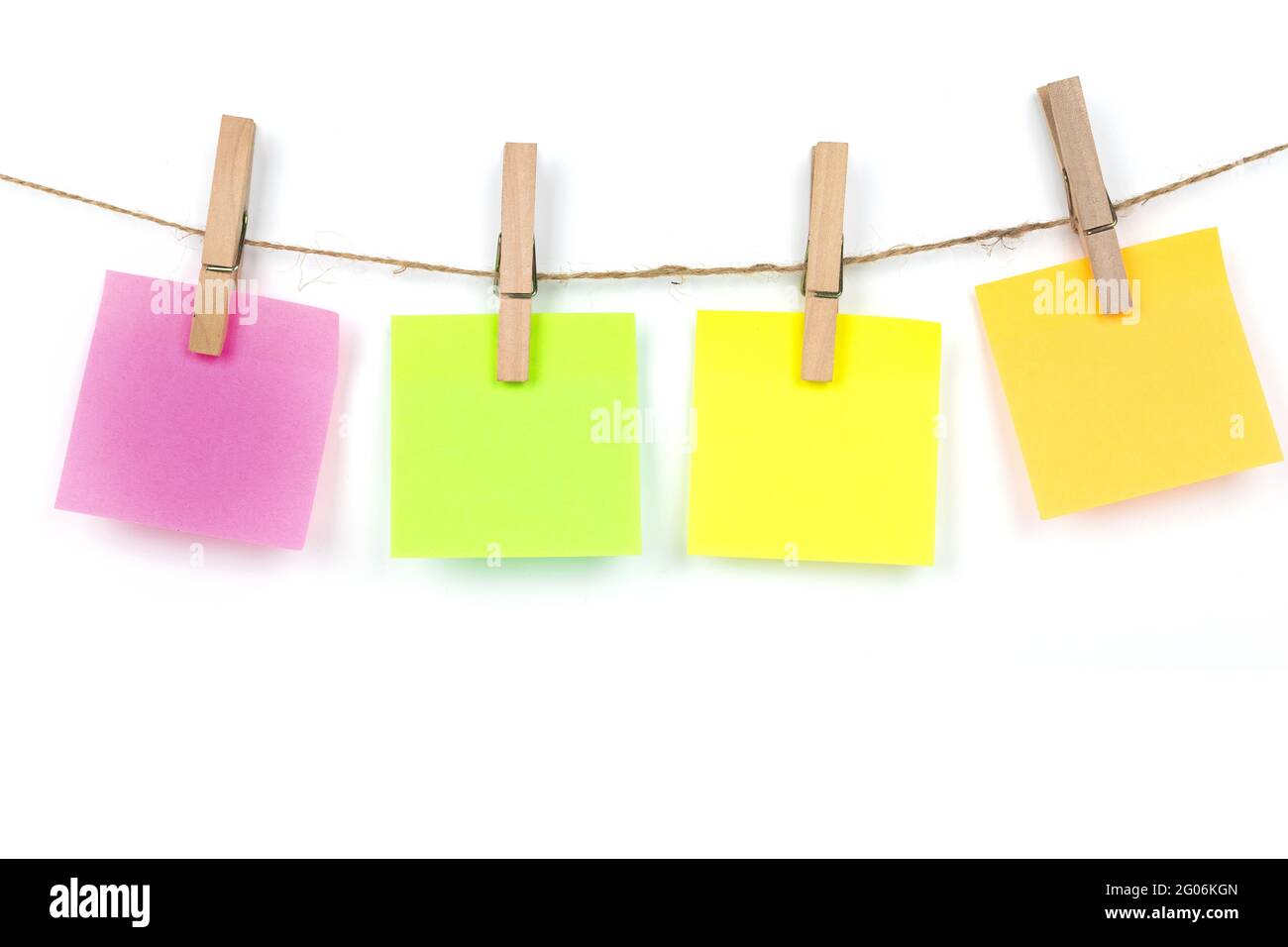 Note pad in many colors, hang with rope, have clothes peg, copy space ...