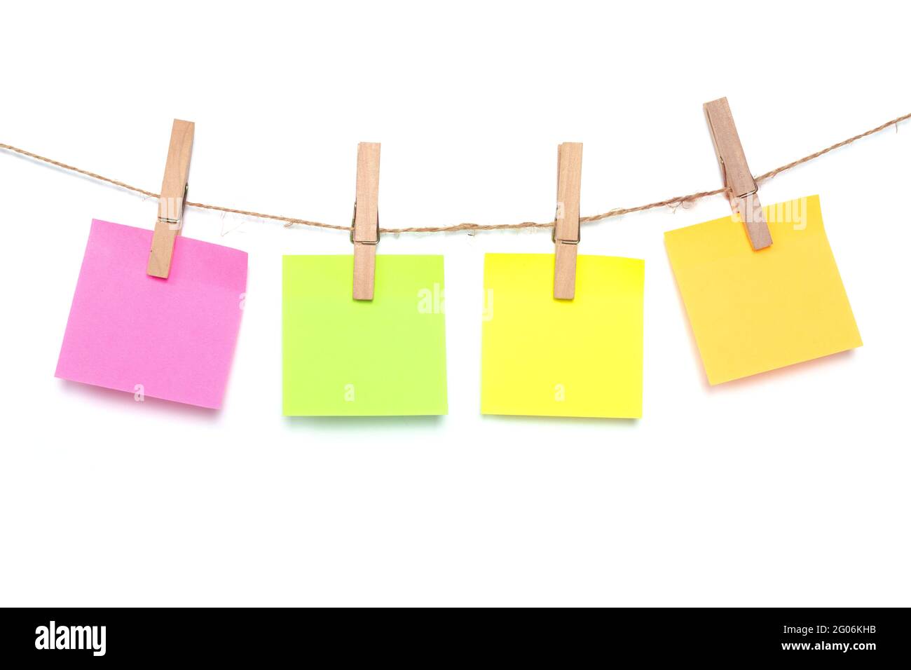 Note pad in many colors, hang with rope, have clothes peg, copy space ...