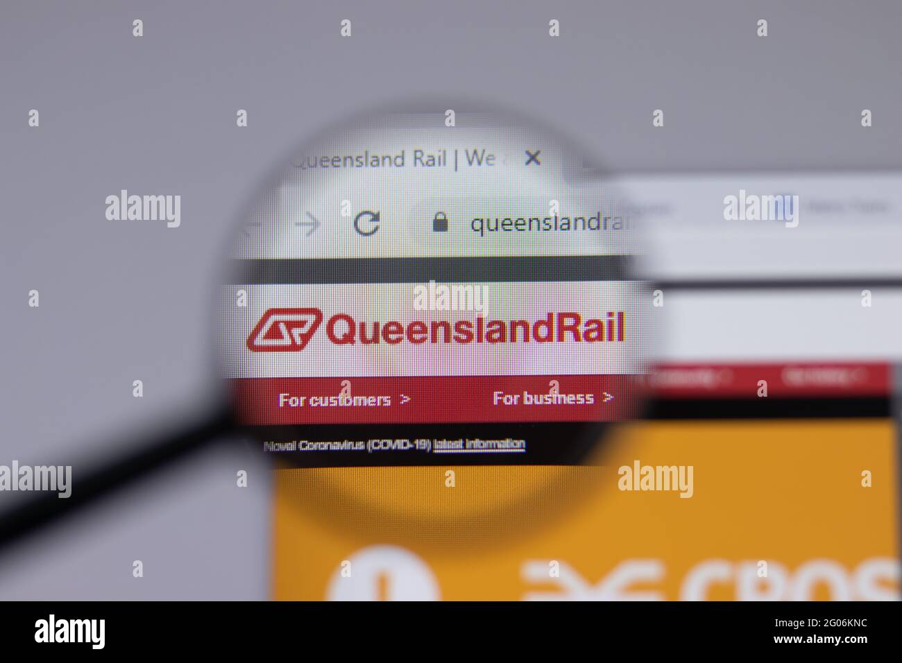 Los Angeles, California, USA - 1 June 2021: Queensland Rail logo or ...