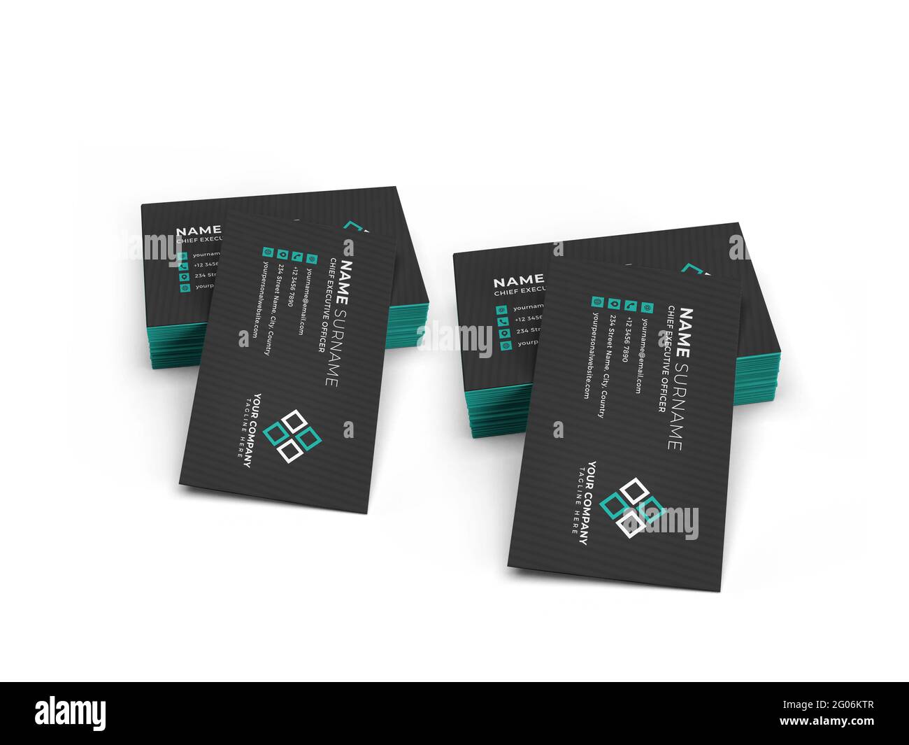 Business Card Stack 3D Illustration Mockup Scene on Isolated Background ...