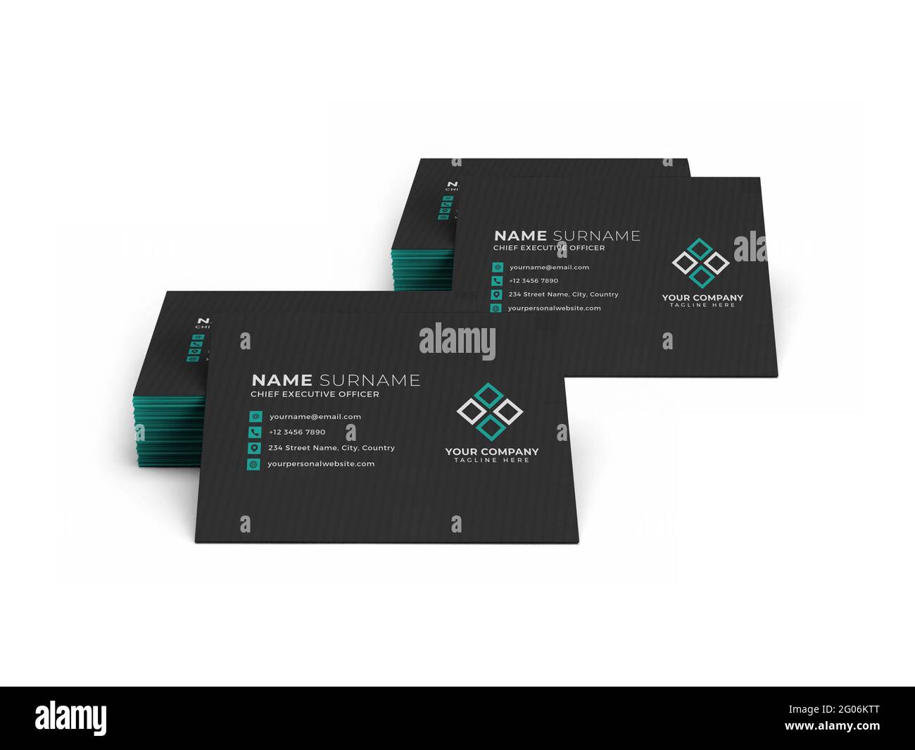 Business Card Stack 3D Illustration Mockup Scene on Isolated Background ...