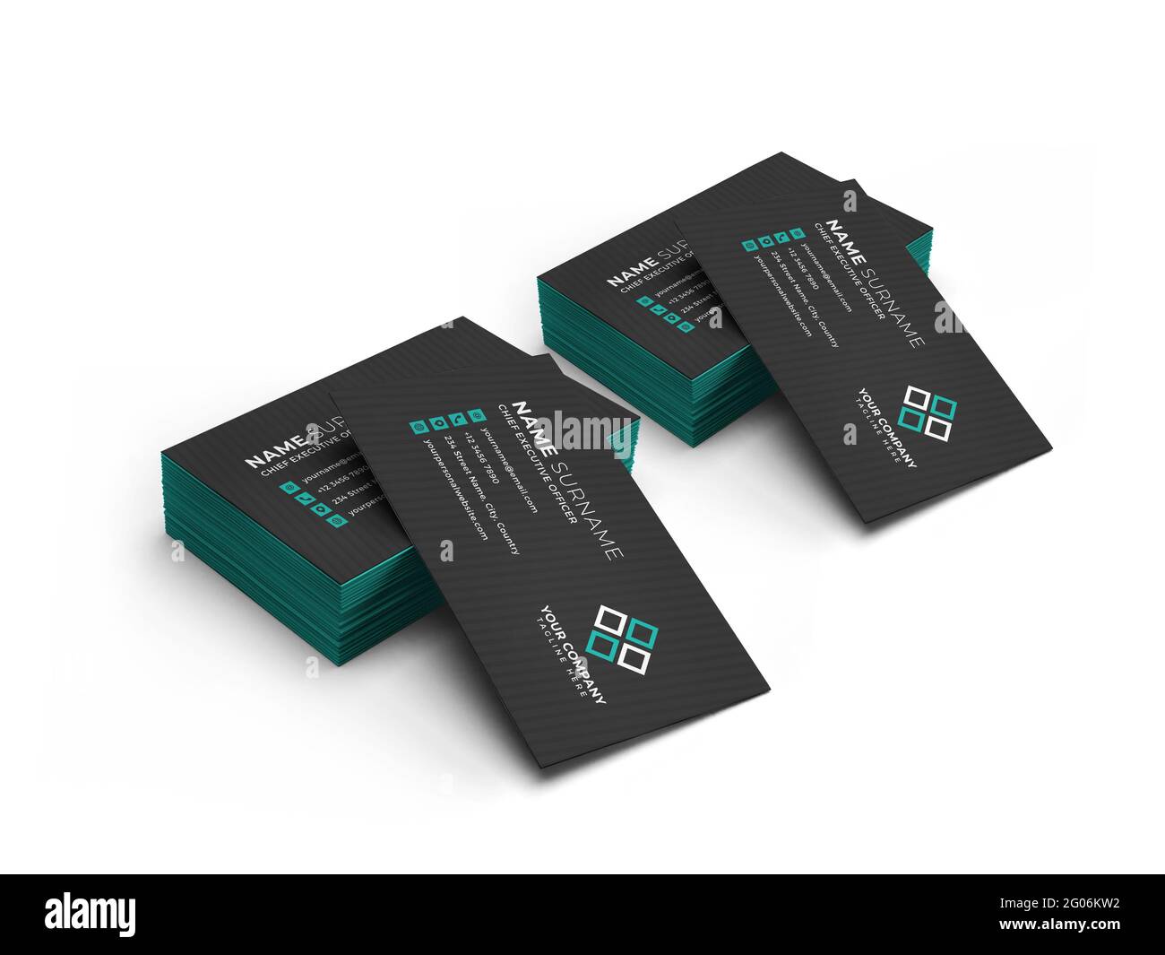 Business Card Stack 3D Illustration Mockup Scene on Isolated Background ...