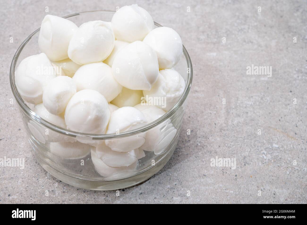 Cheese collection, small balls of fresh white soft Italian mozzarella ...