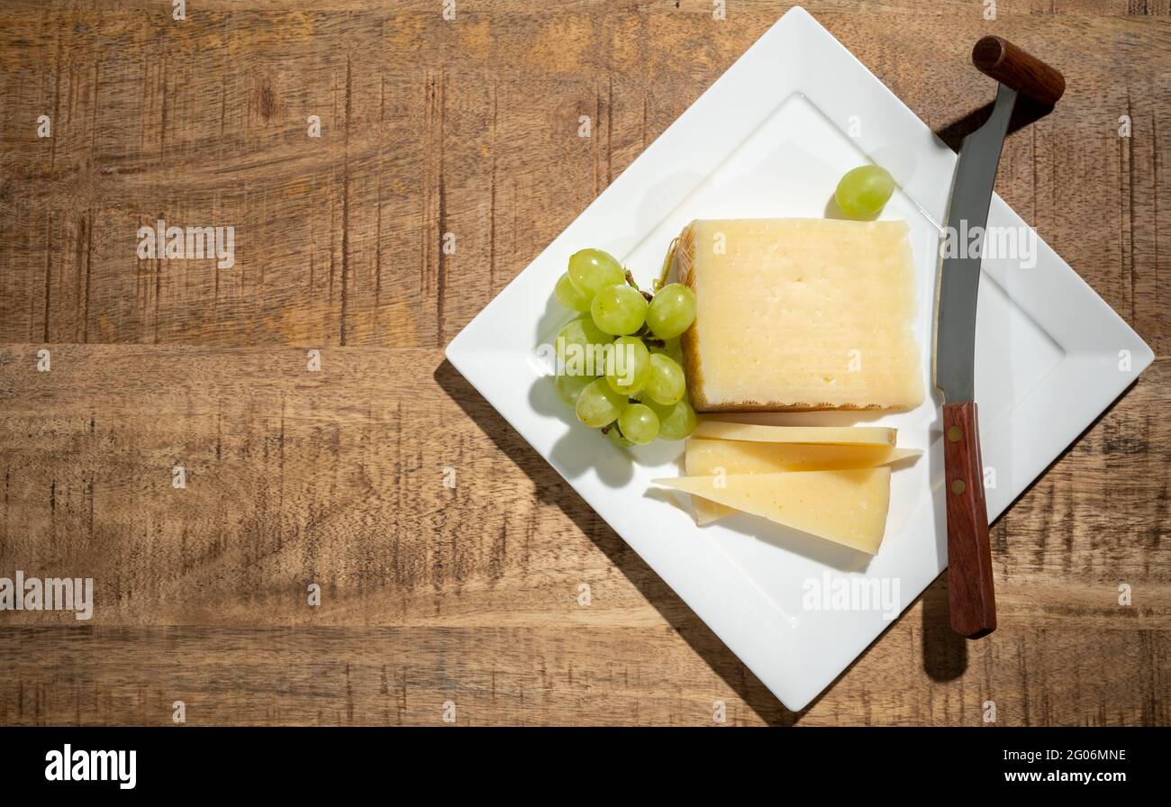 Cheese collection, piece of spanisch hard manchego cheese made in La ...