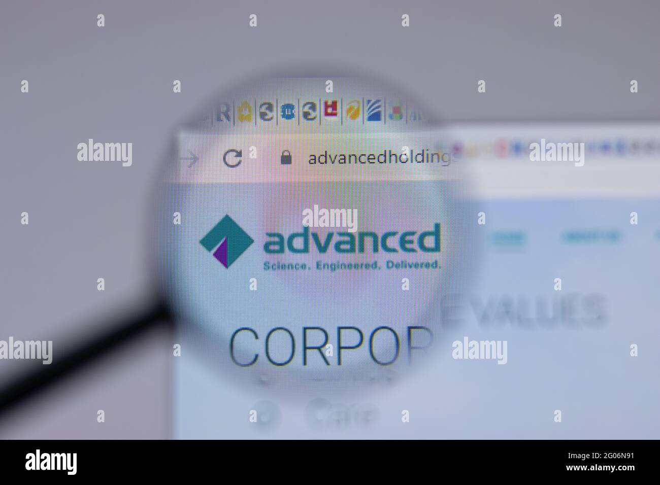 Los Angeles, California, USA - 1 June 2021: Advanced Holdings logo or ...