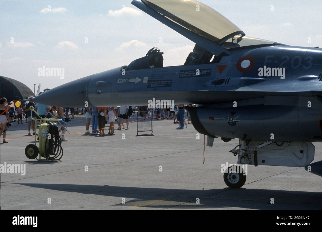 Nose detail of an F-16 on static display at the 1991 Alconbury Air Fete ...