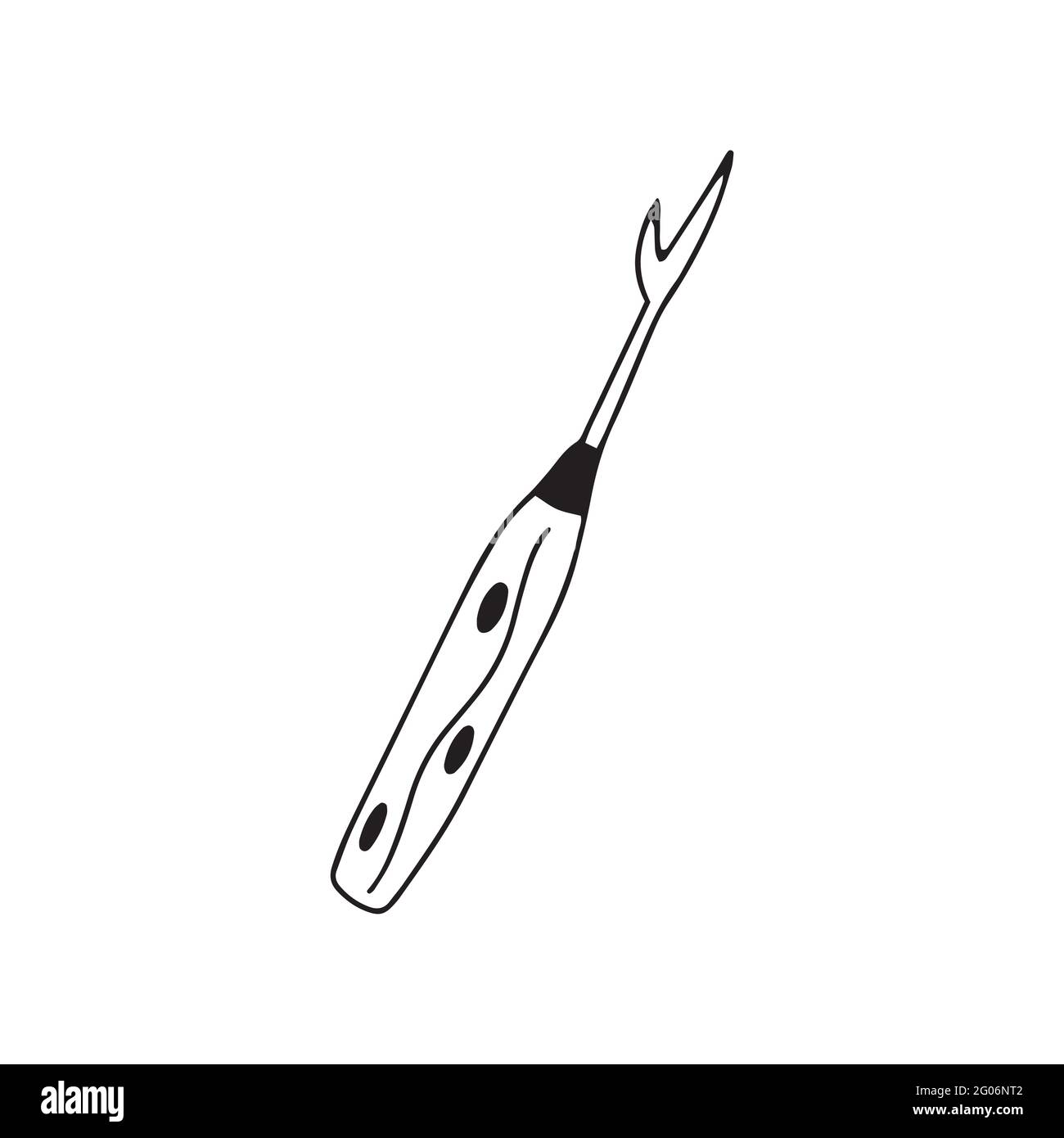 Seam ripper tool. Black and white vector illustration in doodle style ...