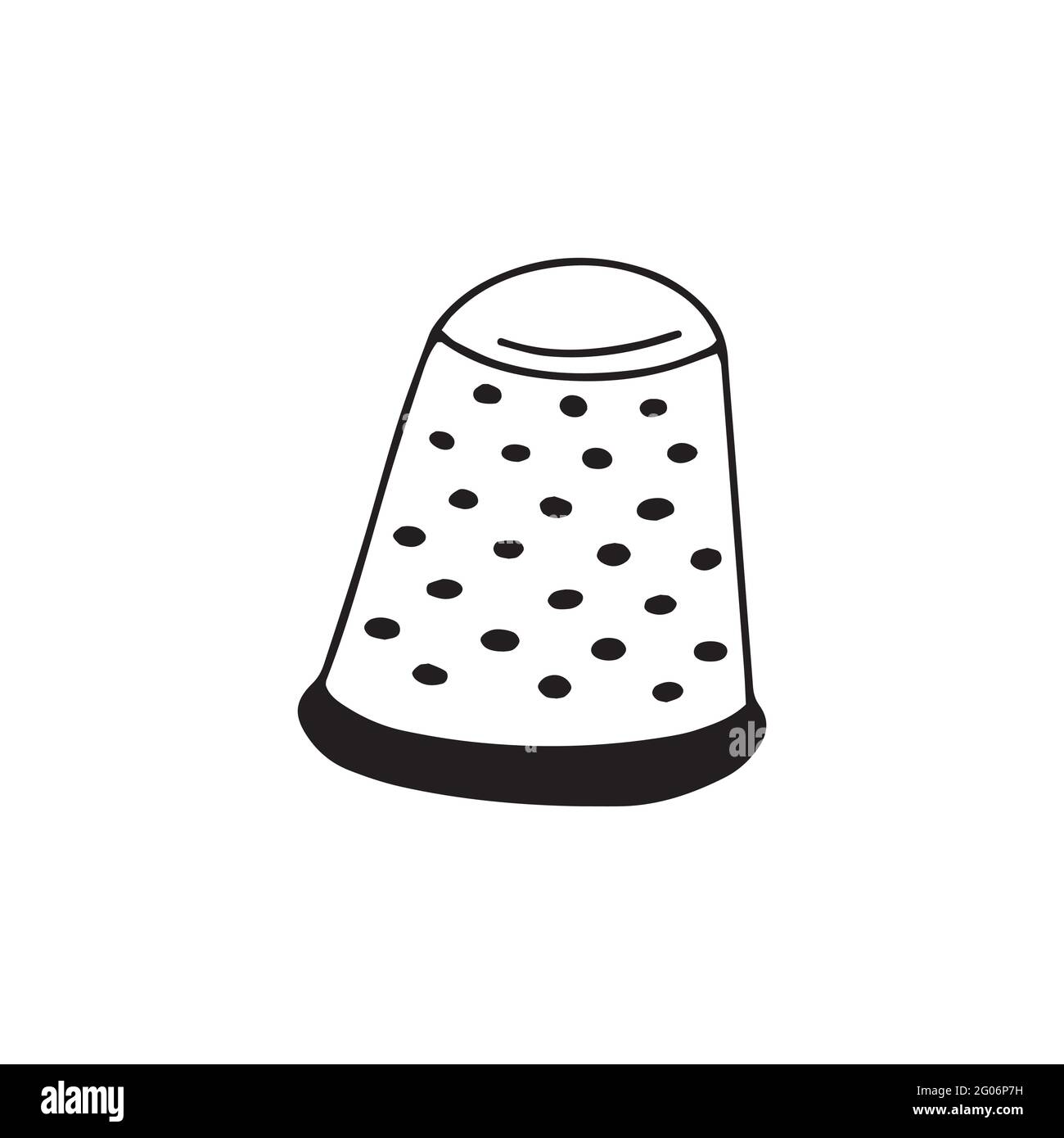 Thimble. Black and white vector illustration in doodle style isolated ...