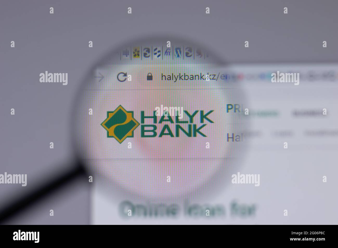 Los Angeles, California, USA - 1 June 2021: Halyk Bank logo or icon on website page ...