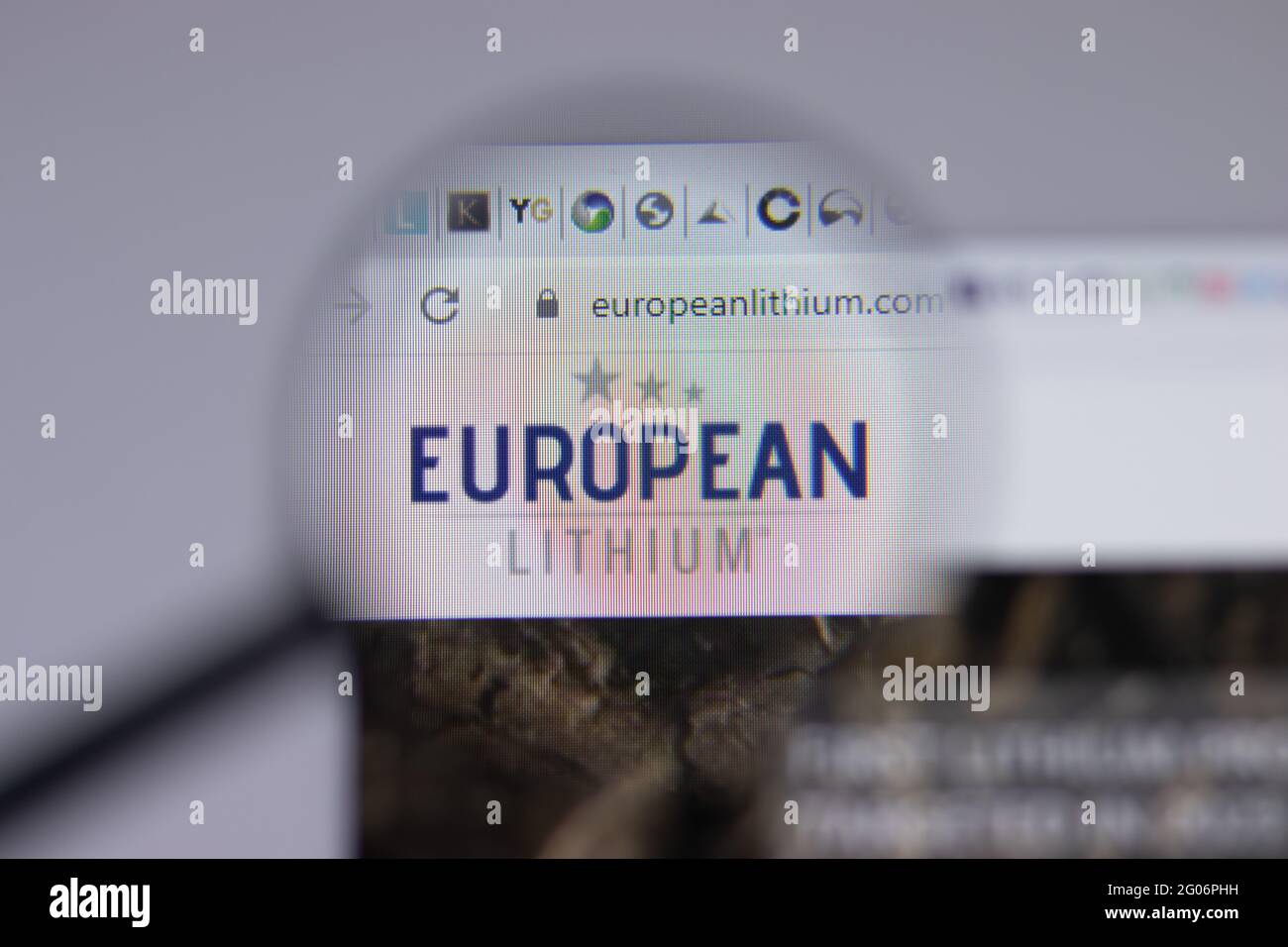 Los Angeles, California, USA - 1 June 2021: European Lithium logo or ...