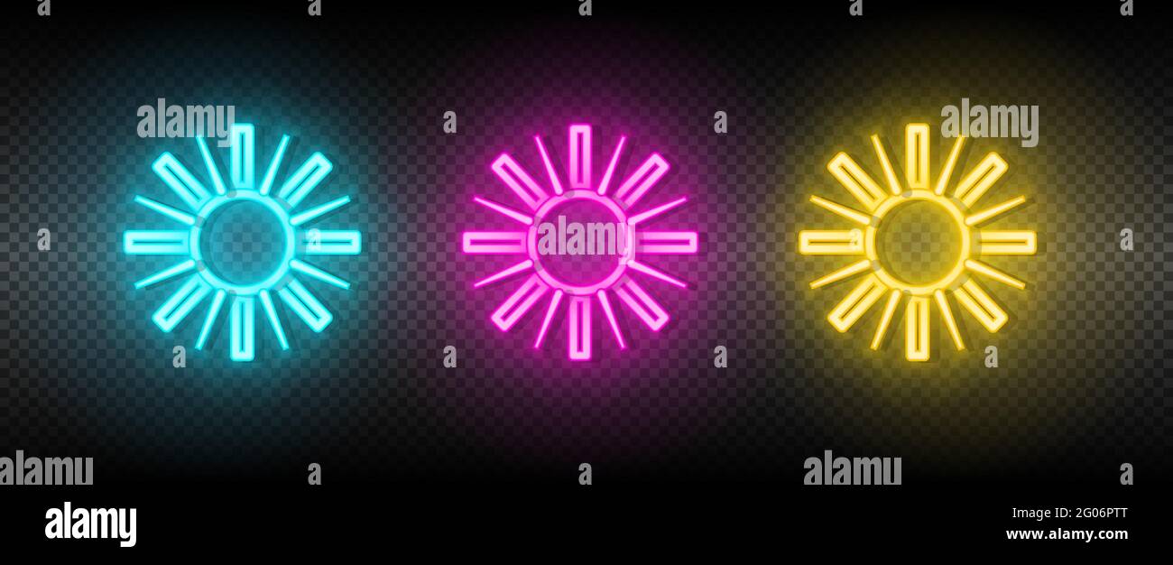 Sun blue, pink and yellow neon vector icon set Stock Vector Image & Art ...
