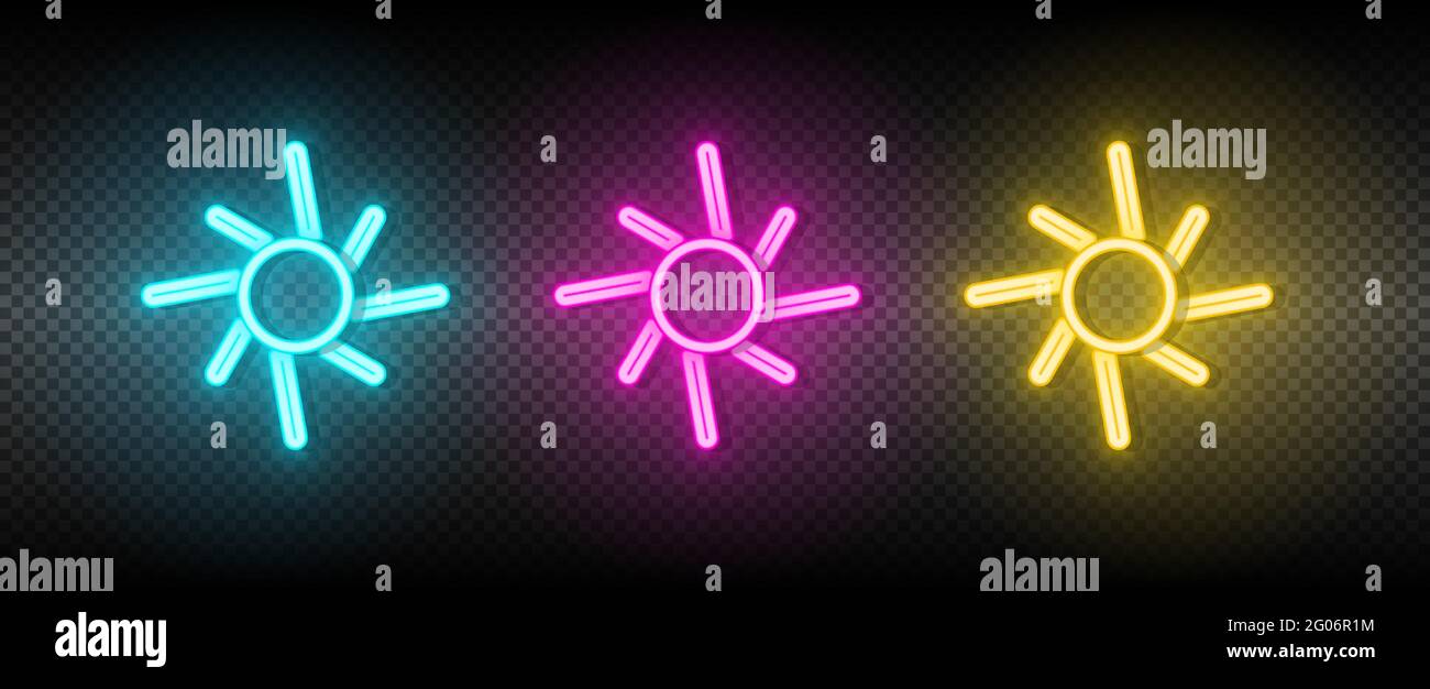 Sun blue, pink and yellow neon vector icon set Stock Vector Image & Art ...