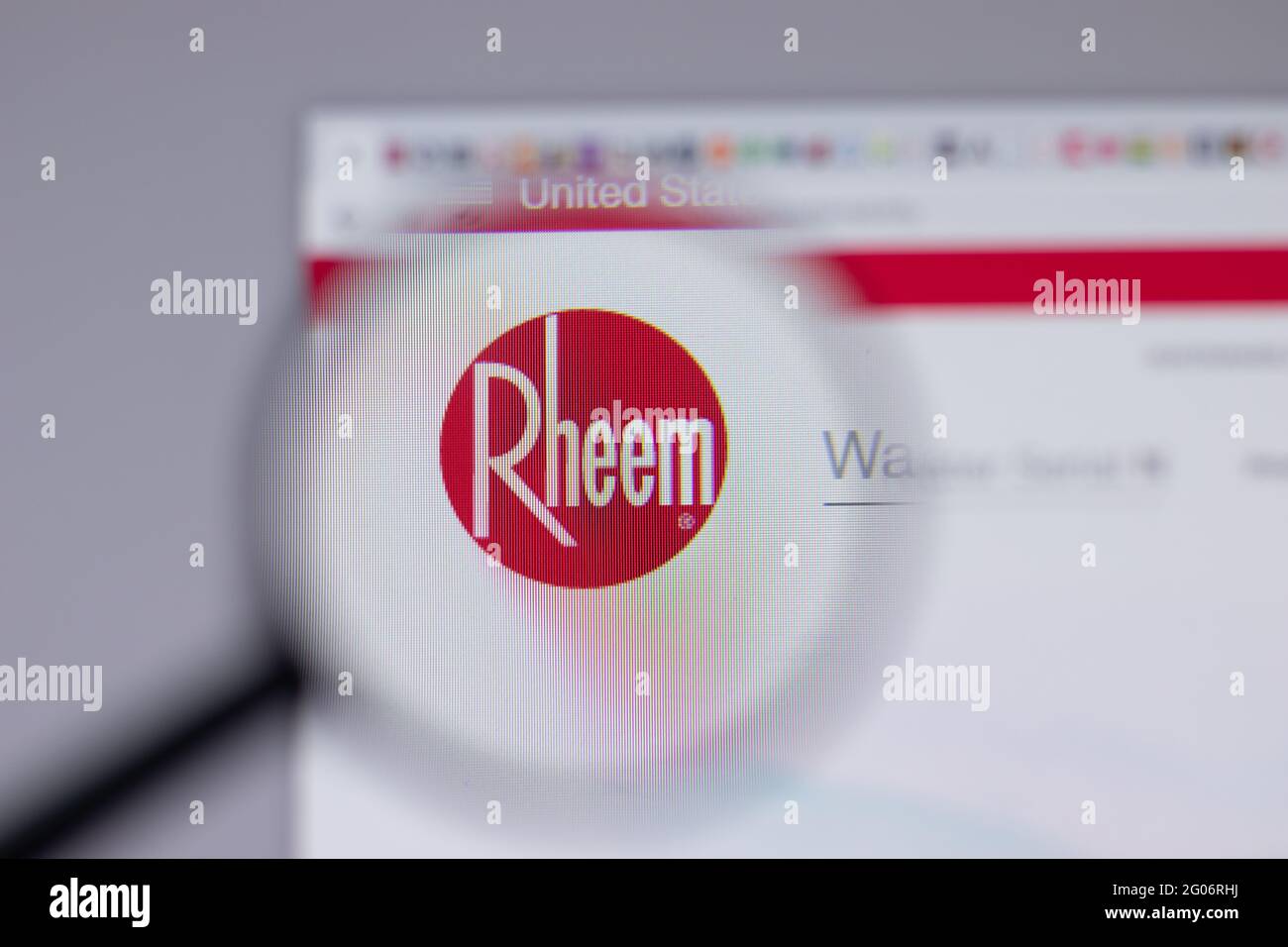 Los Angeles, California, USA - 1 June 2021: Rheem Manufacturing logo or ...