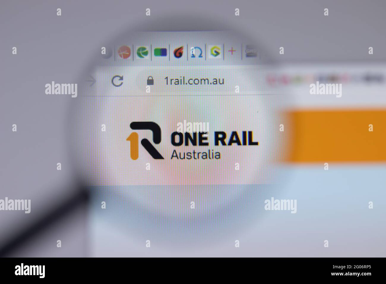 Los Angeles, California, USA - 1 June 2021: One Rail Australia logo or ...