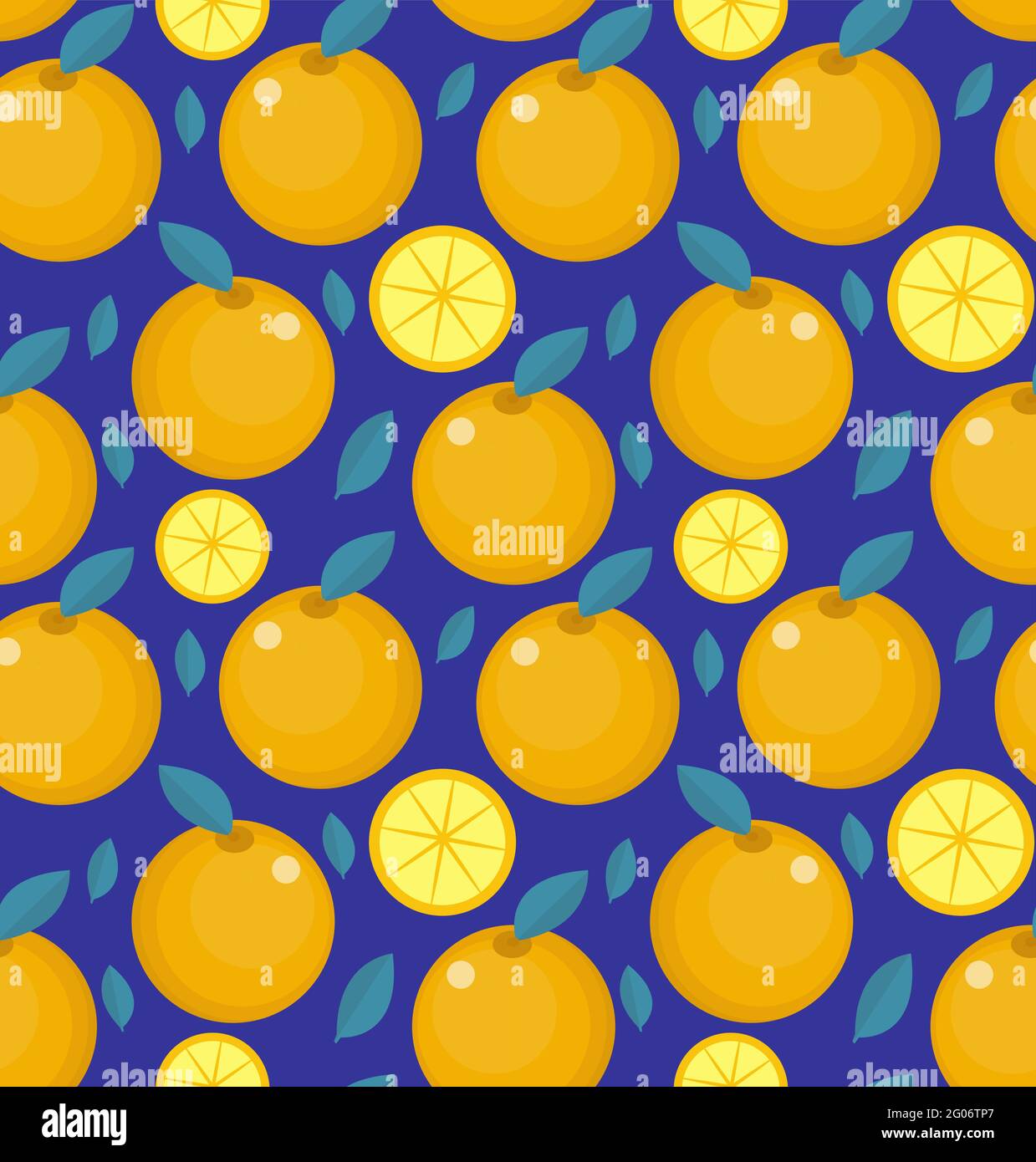 Tropical seamless pattern with orange on a blue background. Fruit ...