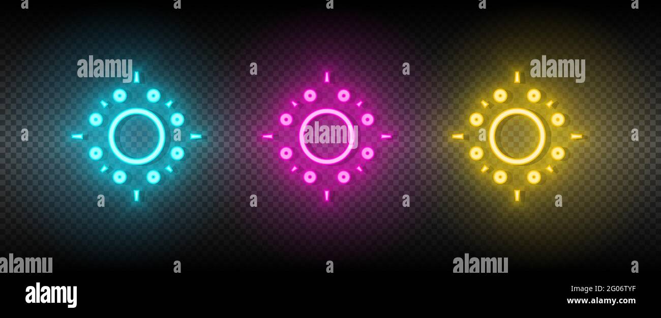 Sun blue, pink and yellow neon vector icon set Stock Vector Image & Art ...