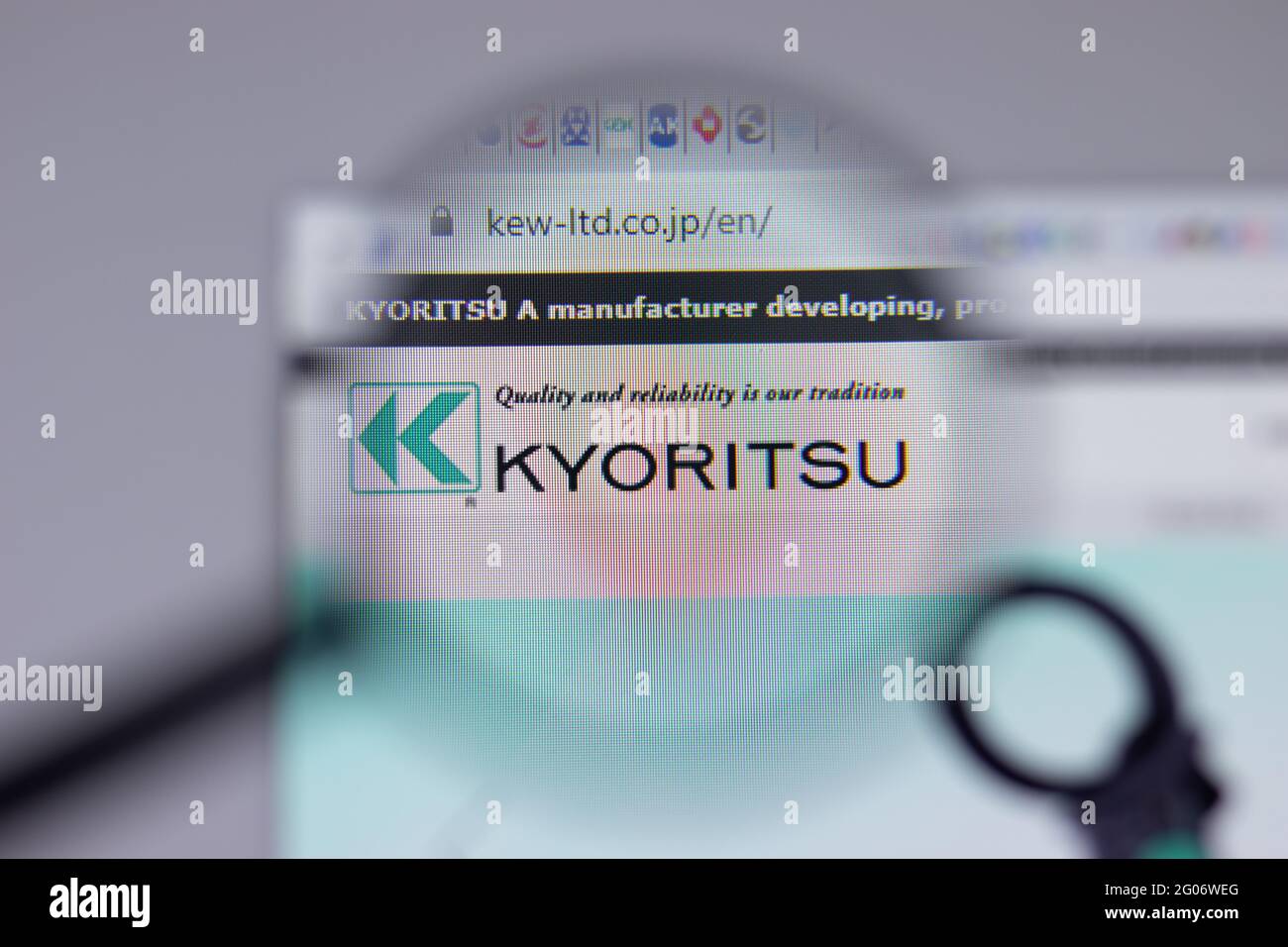 Los Angeles, California, USA - 1 June 2021: KYORITSU logo or icon on website page, Illustrative ...